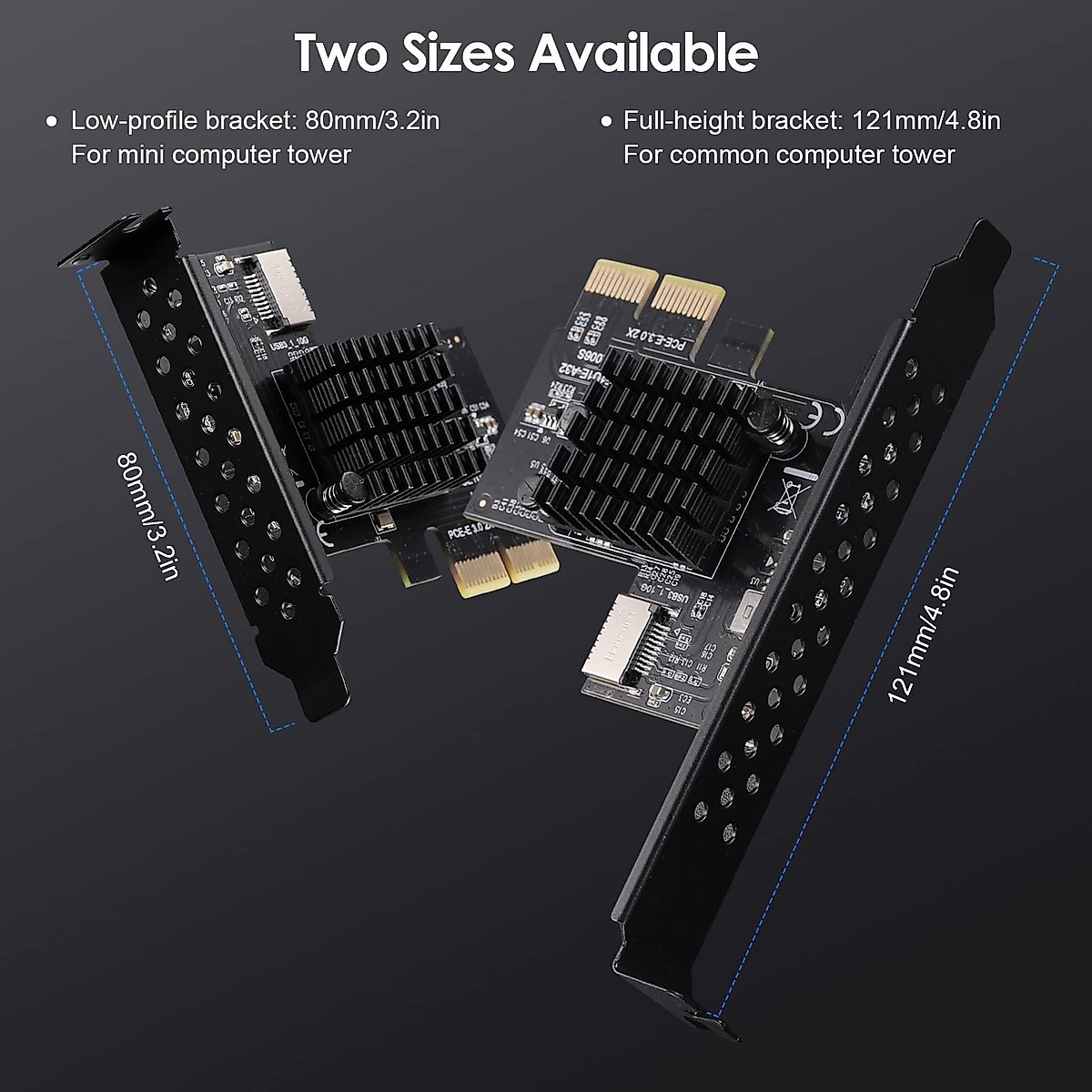 BEYIMEI PCI-E 2X to USB3.1 A-Key Gen2 Front Type-C Expansion Card,10Gbps Type-E Internal 20-pin Front Panel Connector Riser Card,PCI Express 3.0 X2 Adapter for Desktop PCs (ASM3142)