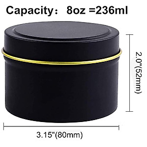 SONVIIBOX 24 Pack 8oz Candle Tins,Black candle tins for making candles bulk,8 oz Candle Jars,Tin Jars for Candle Making,metal tin jars (BLACK)
