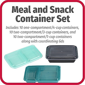 GoodCook BPA-Free Plastic Reusable Meal and Snack Prep Containers, Multiple Sizes (30 Sets), Assorted