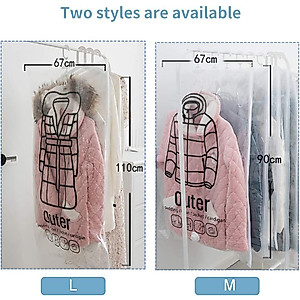 Clothes Storage Bags 2 PCS Hanging Vacuum Storage Bag Reusable Vacuum Storage Bag Can Be Used for Dresses, Coats, Down Jackets and Other Clothes