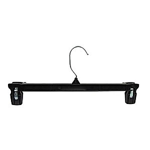 Hangon Recycled Plastic with Ridged Clips Pants Hangers, 12 Inch, Black, 10 Pack