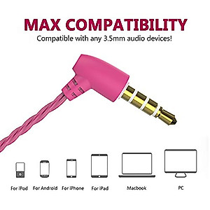 CBGGQ Headphones Heavy Bass Stereo Earphones Earbuds Noise Isolating Tangle Free Headsets in Ear Headphones with Remote & Microphone,for iOS and Android,Laptops,Gaming(Black+White+Pink+Green 4 Pack)