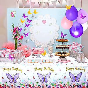 150pcs Butterfly Birthday Party Decorations for Girl-Purple Pink Balloons Garland Kit Butterfly Tablecloth 36pcs Butterfly Stickers for Baby Shower Decorations for Girl Birthday Party Supplies Decor.
