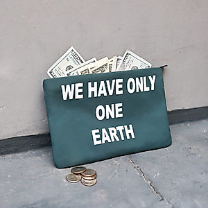 Rough Enough Large Pencil Case Pouch Storage Waterproof Bag with YKK Zipper for Preppy School Student Teen Art Supplies Green We Have Only One Earth Logo