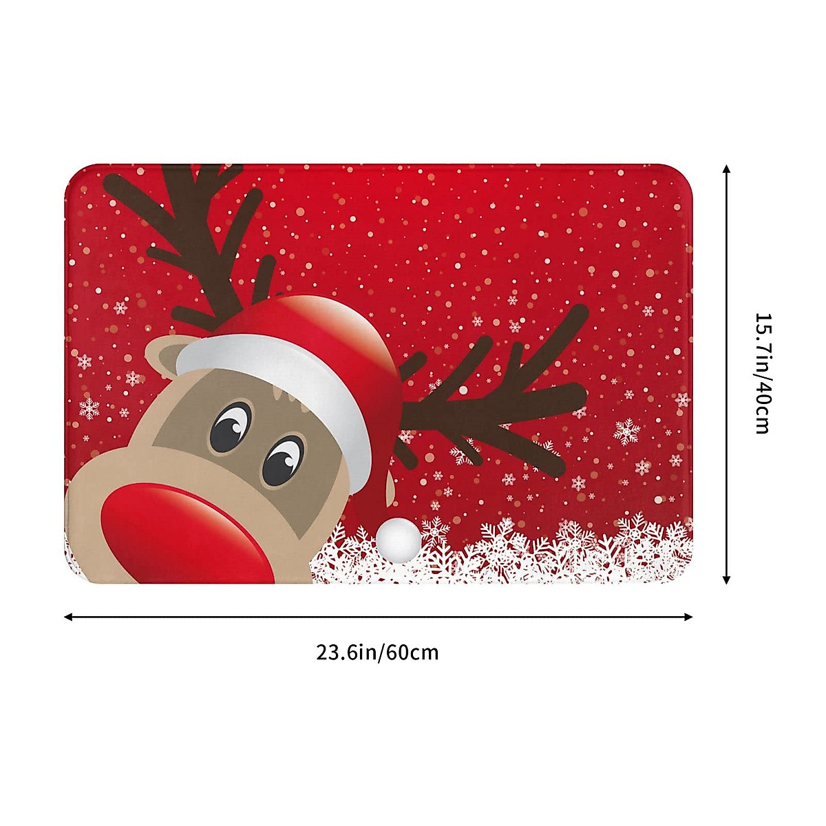 Door Mat 16 x 24 in Merry Christmas Cute Cartoon Elk Print Non-Slip Floor Mats Front Door Welcome Carpet for Indoor Outdoor