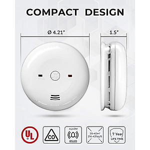 SITERWELL Carbon Monoxide Detector, 7-Year Product Life CO Detector with LED Indicator, CO Alarm with Test & Silence Button, Battery Operated, Low Battery Warning, UL 2034 Standards, 4 Pack