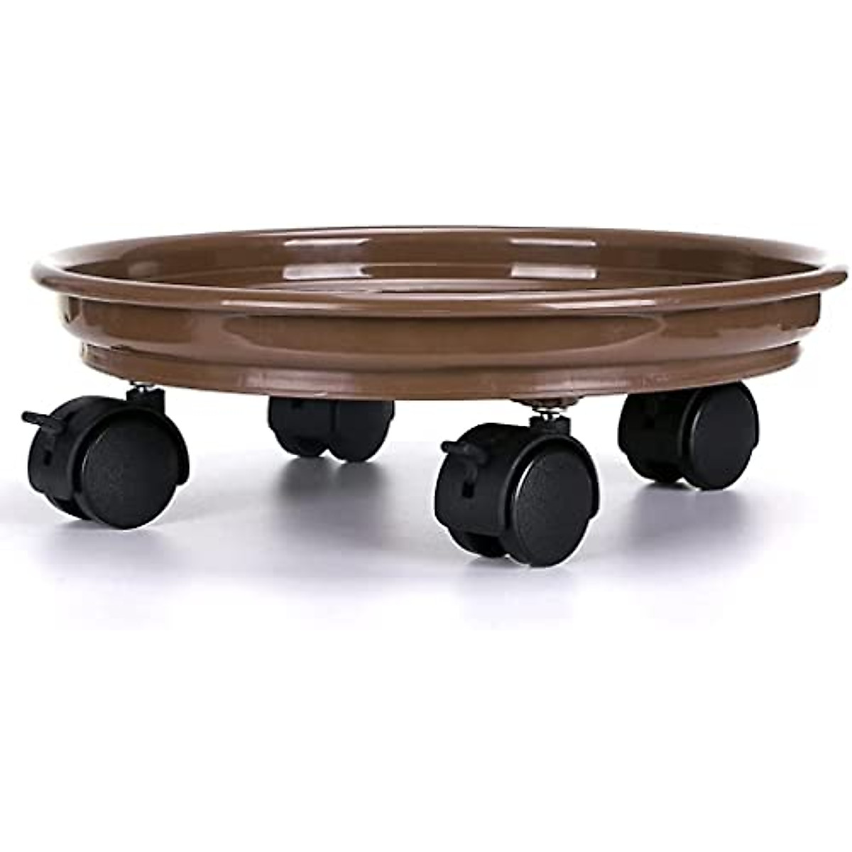2Pcs Plant Caddy,Planter Pot Mover, Plant Pot Pallet Dolly Caster with Universal Wheels, Round Movable Planter Dolly Trolley Tray Pallet Outdoor Indoor Tree Flower Stand Planter (13 inch+2pcs+brown)