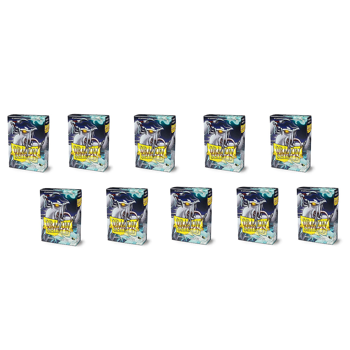 10 Packs Dragon Shield Matte Mini Japanese White 60 ct Card Sleeves Display Case