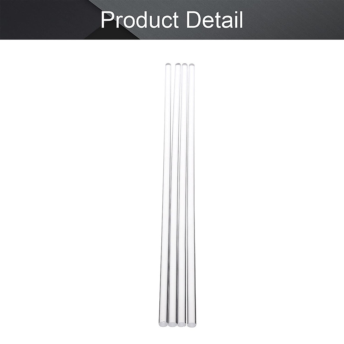 Fielect 4Pcs Clear Acrylic Round Rod 5mm Clear Acrylic Rod Standard Plexiglas PMMA Bar Tolerance for DIY, 250mm Height