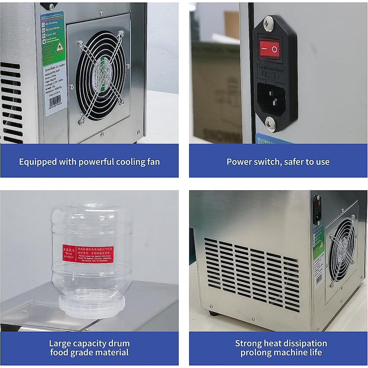 Mvckyi Snowflake Shaved Ice Machine, 176lbs/day Korean Ice Shaver Machine, Commercial Snowflake Ice Maker Machine, Snow Cone Machine, Easy Operation, Air Cooling, for Bar