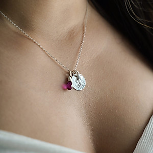 Keep It Simple- Personalized Sterling Silver Initial Monogram and Heart Charm Necklace with Swarovski® Birthstone Briolette. Chic Gifts for Her, Wife, Girlfriend, and more