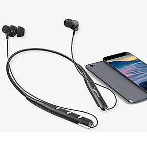 Heave Wireless Neckband Bluetooth Headphones,Retractable Stereo Sweatproof in Ear Sports Earphones with Microphone,7 Hours Talking Time Earphones for Running Driving Black Silver