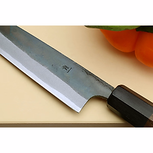 Yoshihiro Mizu Yaki Blue High Carbon Steel #1 Kurouchi Petty Japanese Utility Knife Shitan Handle (6'' (150mm) & Saya)