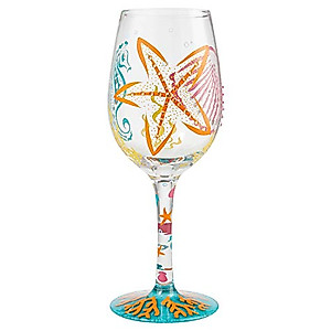 Enesco Designs by Lolita Coastal Artisan Wine Glass, 1 Count (Pack of 1), Multicolor