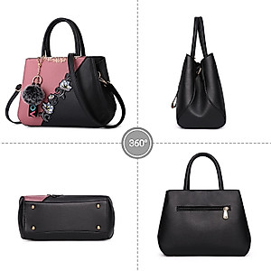 DIRRONA Women Handbag Ladies Messenger Bag Shoulder Bags Fashion Style Handbag Waterproof Casual PU Leather Pompom Messenger Bag Pink A