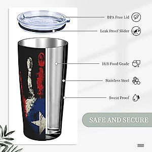 VKKOEWL puerto rico flag Stainless Steel Insulated Tumbler 20 Oz Travel Water Bottle Coffee Mug Drink Cup With Lid Straw
