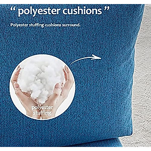 Linen Upholstered 6 Seats U Shaped Modular Sofa Modern Convertible Sectional Sofa Couch with Reversible Chaise Lounge and 4 Pillows L Shaped Couch Extra Wide Seat for Living Room Apartment 143” Blue