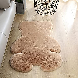 Aomesinc Sheepskin Rug, Soft Bear Shaped Fluffy Area Rug, Anti-Skid Decor Plush Area Rug (Khaki)