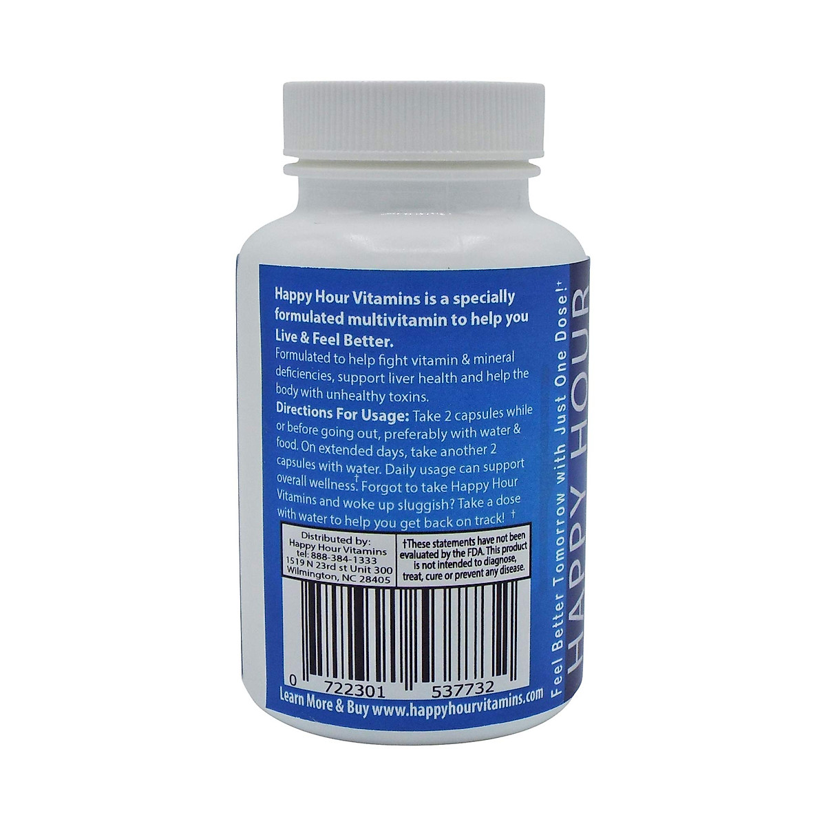 Happy Hour Vitamins Bottle - Multivitamin Formulated for Better Mornings – Live & Feel Better with Milk Thistle, Prickly Pear Cactus, B & C Vitamins, & More- 30 Servings