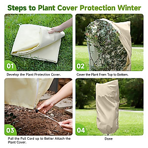 Plant Covers Winter Freeze Protection, 4 Pack 47" x 71" Plant Cover with Zipper and Drawstring Reusable Outdoor Plants Frost Cloth, Frost Cloth for Winter, Plant Blankets for Cold Weather (4 Pack)