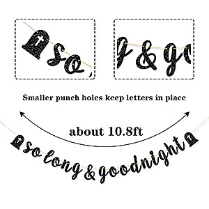 RoadSea So Long & Goodnight Banner - Happy 30th Birthday Party Garland Supplies - Cheers to 30 Years - Funeral for My Youth 30th Birthday Party Decorations - Black Glitter