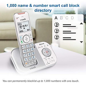 VTech VS112-27 DECT 6.0 Bluetooth 2 Handset Cordless Phone for Home with Answering Machine, Call Blocking, Caller ID, Intercom and Connect to Cell (White)