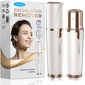 Kaphio Women's Facial Hair Removal, Painless Hair Remover, Reusable Electric Shaver, White, Lithium-Ion Battery, 1 Hour, Simple/Minimalist Style