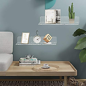 Weiai Clear Acrylic Shelves 12 Inch, Floating Wall Mounted Shelf for Bedroom, Living Room, Bathroom, Set of 4