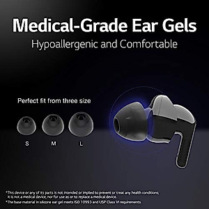 LG TONE Free FN7 - Active Noise Cancelling True Wireless Bluetooth Earbuds with Meridian Sound, Dual Microphone for Work/Home Office, iPhone and Android Compatible, Black