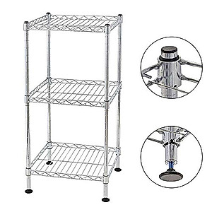 FRITHJILL 3-Tier Steel Wire Shelving Tower,Wire Shelving Metal Storage Rack Adjustable Shelves for Bathroom and Kitchen