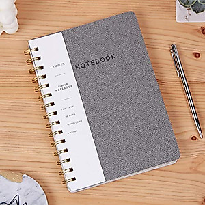 Oneirom Spiral Notebook Gray-6.10" x 8.19" College Ruled Journal with Inner Pockets and 160 Pages,PU Leather Cover Business Journal, Twin-Wire Binding Notebook Perfect for Office & Home School Supplies