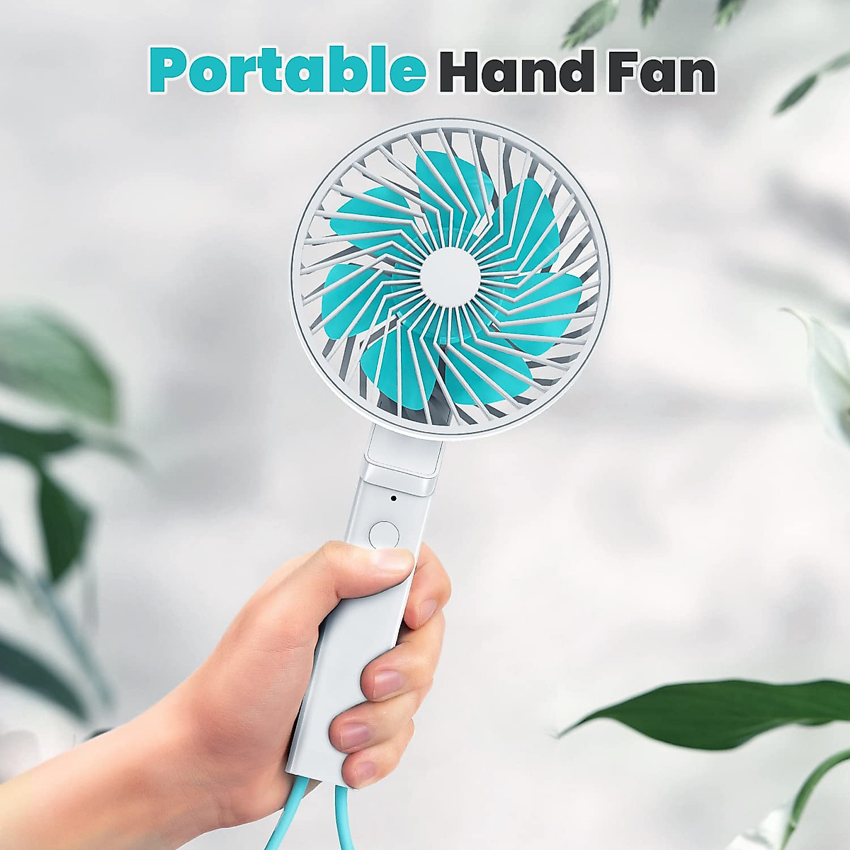 VersionTECH. Handheld Fan, Small Portable Personal Mini Desk Table Folding Fan with USB Rechargeable Battery Operated Electric Fan for Office Outdoor Sport Household Traveling Camping (white)