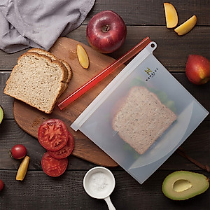 Homelux Theory Reusable Freezer Bags | LEAKPROOF, AIRTIGHT | 100% Food Grade Silicone Food Storage Bags| Reusable Sandwich Bags | travel picnic lunch Reusable Snack Bags (2 Large + 2 Medium + 2 Small)