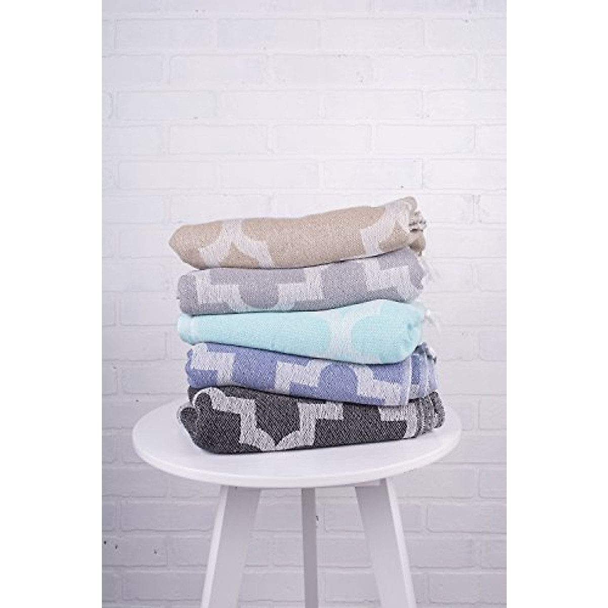 DII Modern Moroccan Cotton Blanket Throw with Fringe for Couch, Chair, Guest Room, Picnic, Camping, Beach, & Everyday Use, 50x60, Aqua