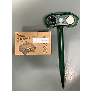 Upgraded Solar Deer Repellent Devices for Garden,2 Pack Ultrasonic Animal Repeller Outdoor with Motion Sensor to Scare Away Raccoon Cat Rabbit Squirrel Dog Skunk,Animal Deterrent for Yard Protection