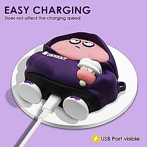 LDSXAY Beats Studio Buds/Buds + Case Cover, 3D Cute Funny Cartoon Character Silicone Protective Skin Cover for New Beats Studio Buds + Wireless Earbuds Case with Keychain Accessories (Purple)