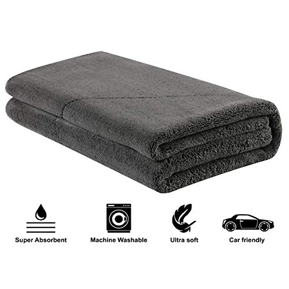 SCRUBIT Microfiber Drying Towel, Cleaning Cloths, Scratch-Free, Strong Water Absorption Drying Towel for Cars, SUVs, RVs, Trucks, and Boats Gifts (29.5 in. x 22 in.)-2PK (Gray)