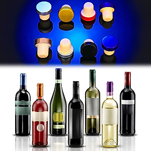 30 Pcs T Shaped Wine Stoppers Bottle Cork Plugs Reusable Wine Sealing Stopper Bulk for Wine Beer Glass Bottles Christmas Party DIY Craft Supplies (Gold, Silver, Rose Gold, Black, Blue, Red,30 Sets)