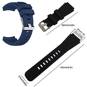 SourceTon Compatible with Huawei Watch GT/Watch GT2 Silicone Bands and Screen Protectors, Silicone Replacement Wristbands (Black & Blue) with Metal Buckle and 2 Screen Films for Huawei Watch GT/ GT2