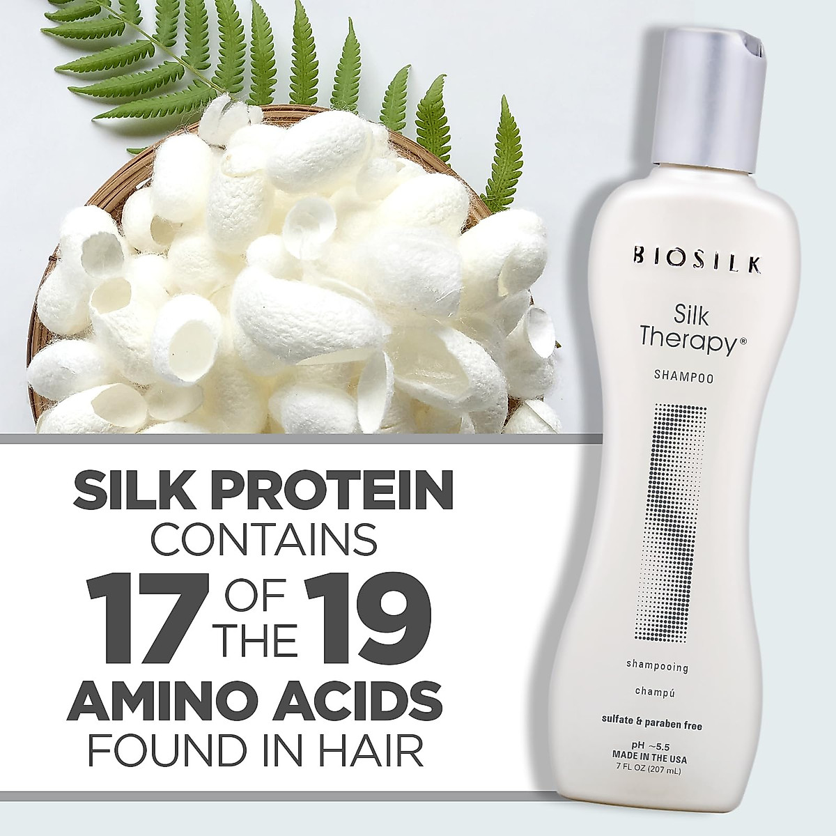 BioSilk Silk Therapy Shampoo, Gentle Hair Cleanser Delivers Healthy & Shiny Hair, Great For All Hair Types, Sulfate, Paraben & Cruelty-Free, 7 Oz