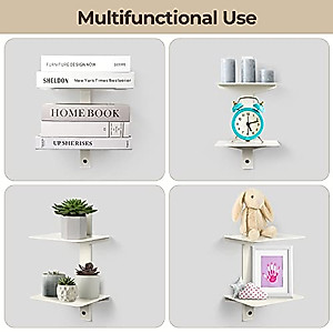 ART-GIFTREE Invisible Floating Bookshelf for Wall Mounted, 4 Tier Vertical Spine Book Tower, 2 Pack White