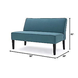 Christopher Knight Home GDFStudio Christopher Knight Home Dejon Modern Fabric Loveseat, Dark Teal, Matte Black