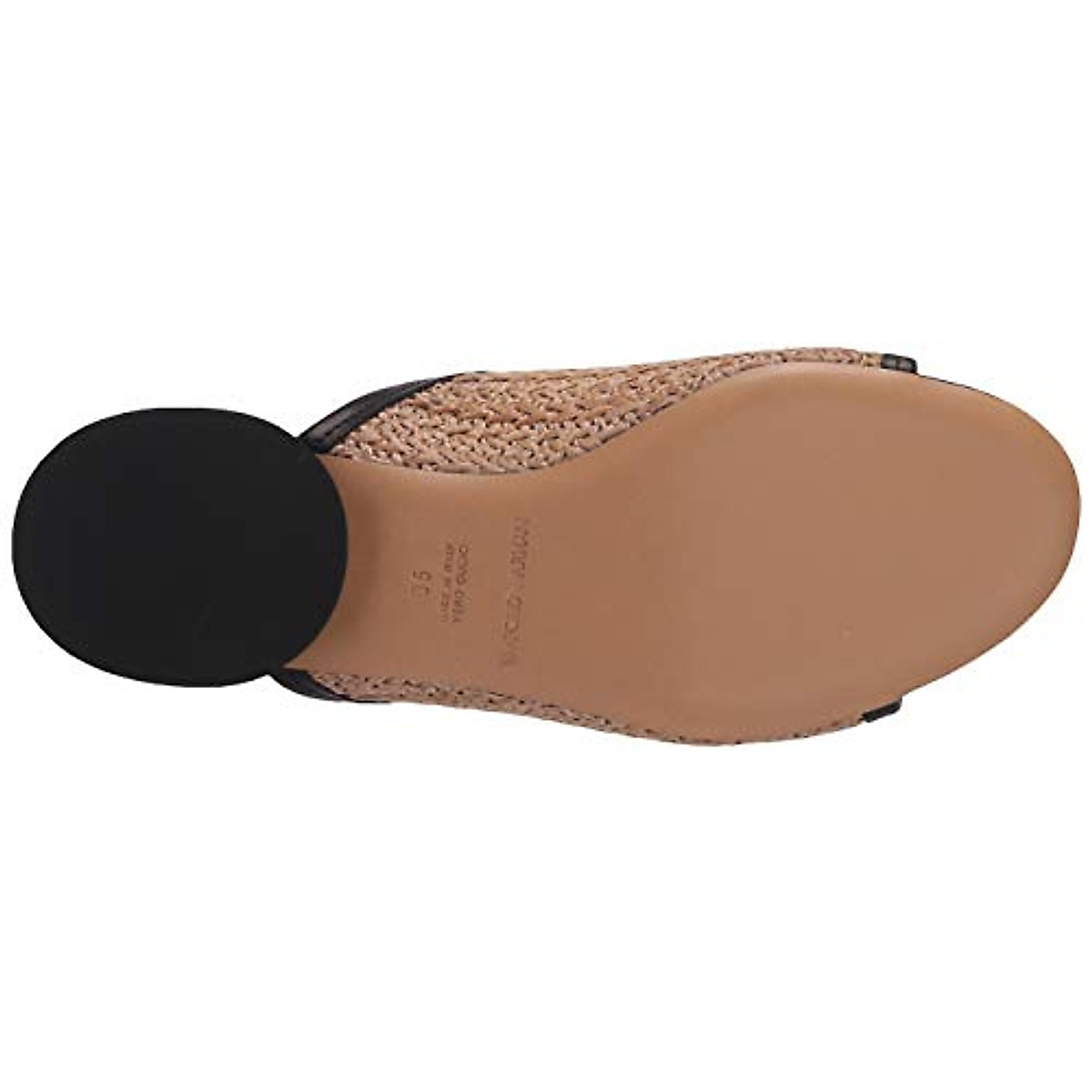 Emporio Armani Women's Raffia Logo Slide Mule, Natural + Black, 34 Medium EU (4 US)