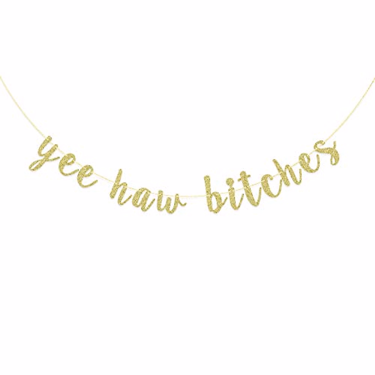 Yee Haw Bitches Banner, Nashville Bachelorette Banner, Bridal Shower, Glitter Hen Party, Bachelorette Party Decorations (Gold)