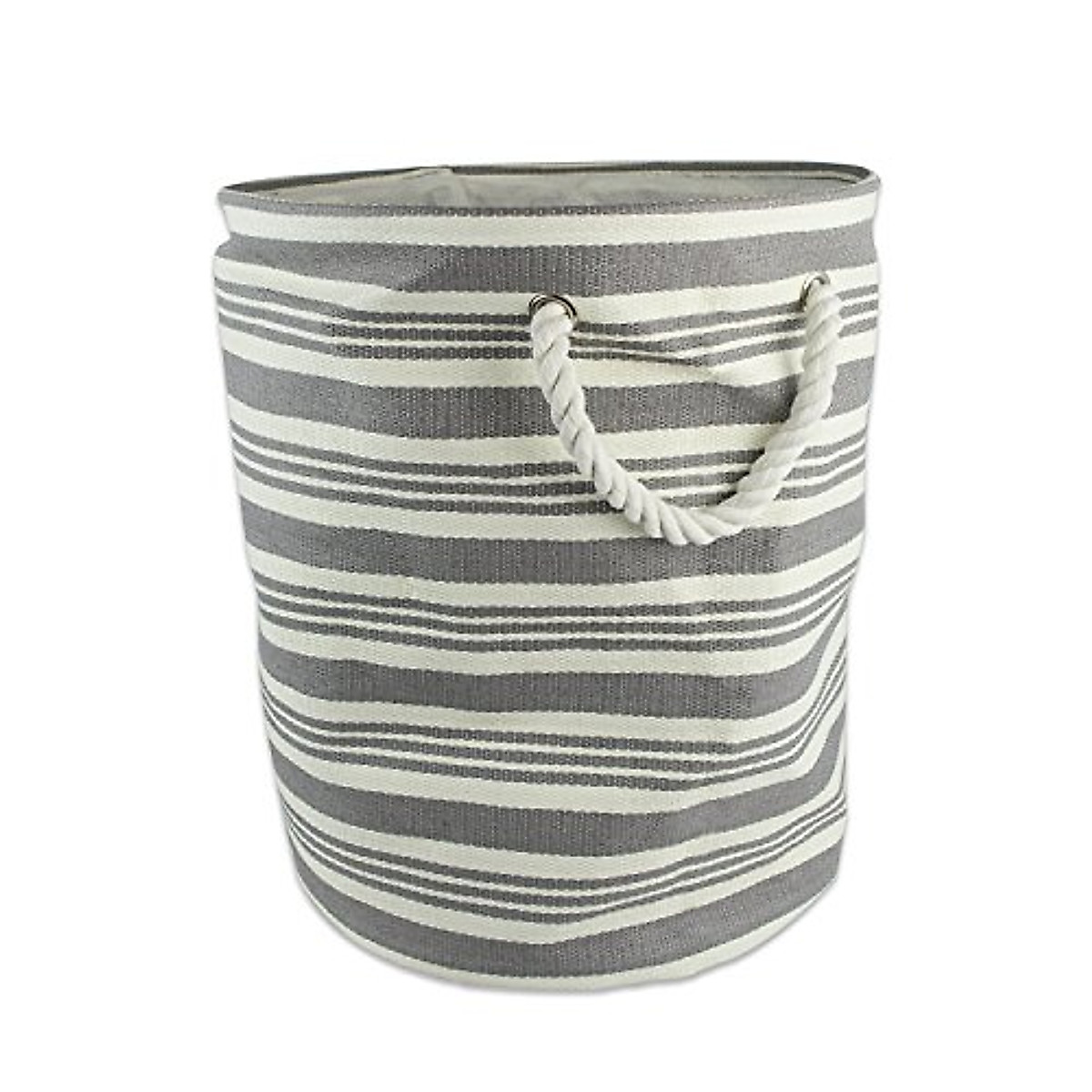 DII Woven Paper Storage Bin, Urban Stripe, Urban Gray, Large Round