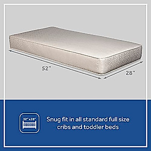 Sealy Flex Cool 2-Stage 204 Coil Premium Waterproof Baby Crib Mattress and Toddler Mattress Airy Comfort, Dual Firm, Cool Cotton Cover, Greenguard Air Quality Certified - Made in USA, 52"x28"