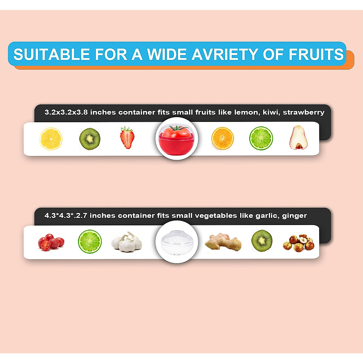 Ortarco 5Pcs Onion Avocado Holder Storage, Lemon Tomato Garlic Keeper Saver for Fridge BPA free Vegetable and Fruit Storage Containers