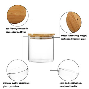SIXAQUAE Glass Food Storage Containers Jar Seal Bamboo Lids 4 Packs 1000ml Airtight Canister Organization Sets Stackable…