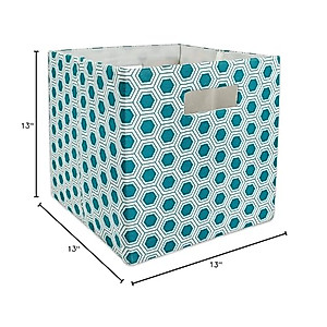 DII Collapsible Polyester Storage Cube, Honeycomb, Teal, Large