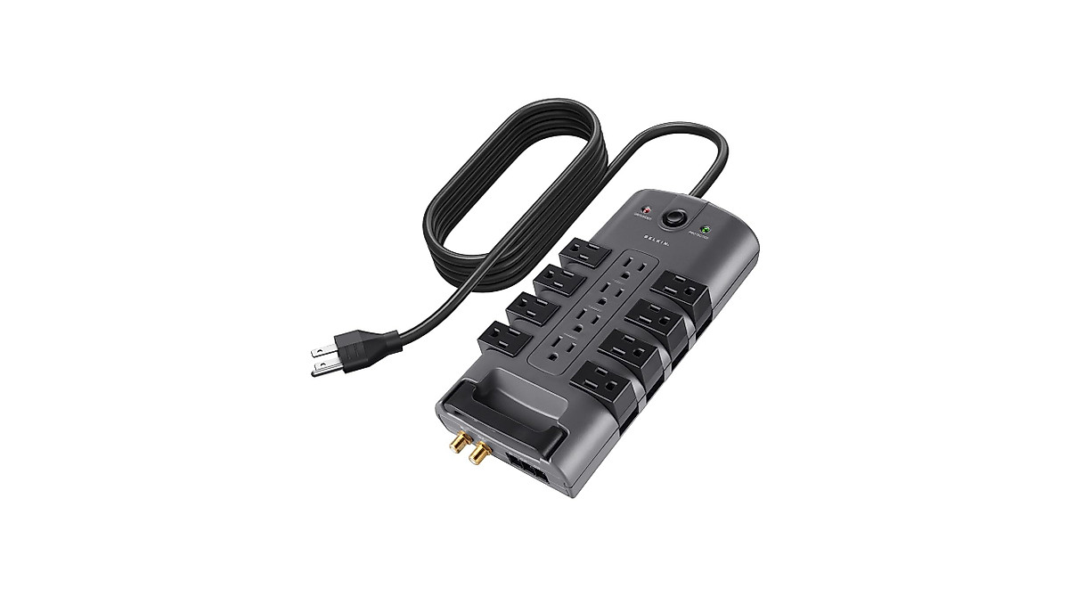 Belkin Surge Protector Power Strip with 12 Outlets & 8ft Cord